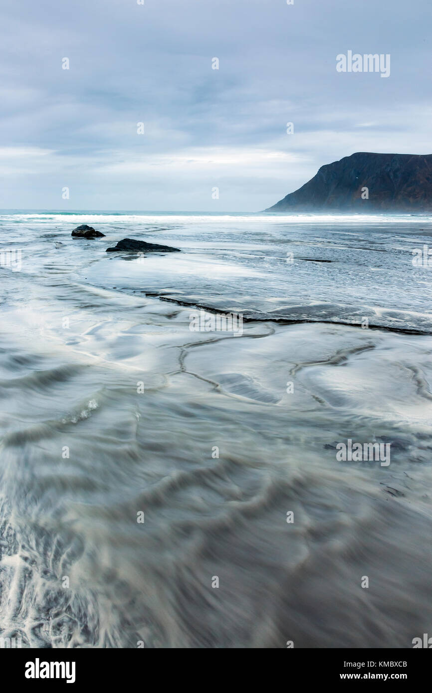 Ocean tide,Skagsanden Beach,Lofoten,Norway Stock Photo - Alamy