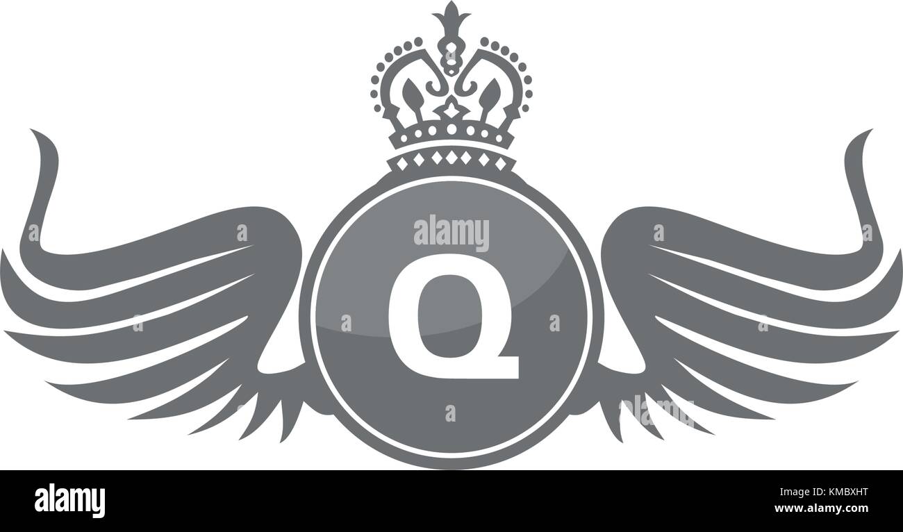 Wing Shield Crown Initial Q Stock Vector Image & Art - Alamy