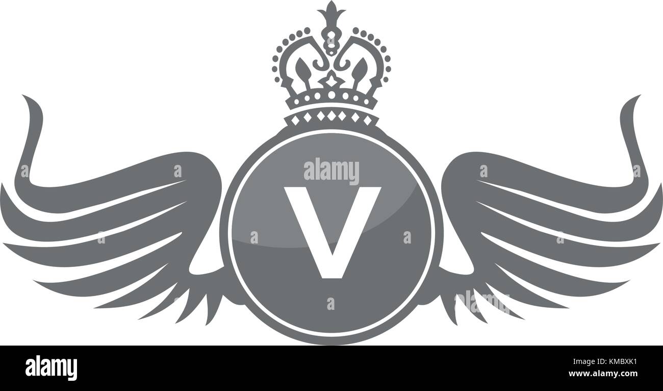 Wing Shield Crown Initial V Stock Vector Image & Art - Alamy