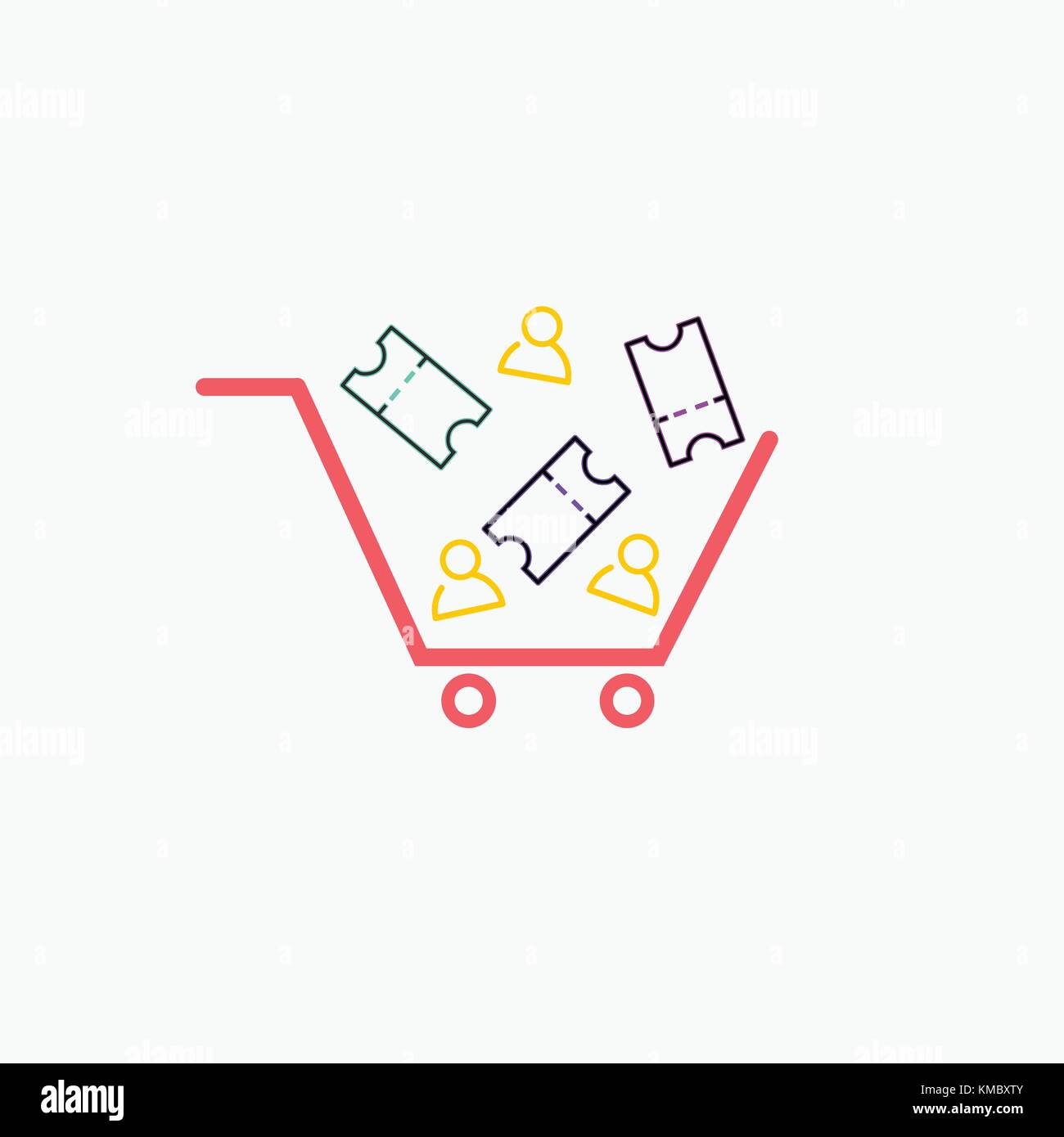 Simple cart with ticket and person icons vector.Cart icons.Shopping and ...