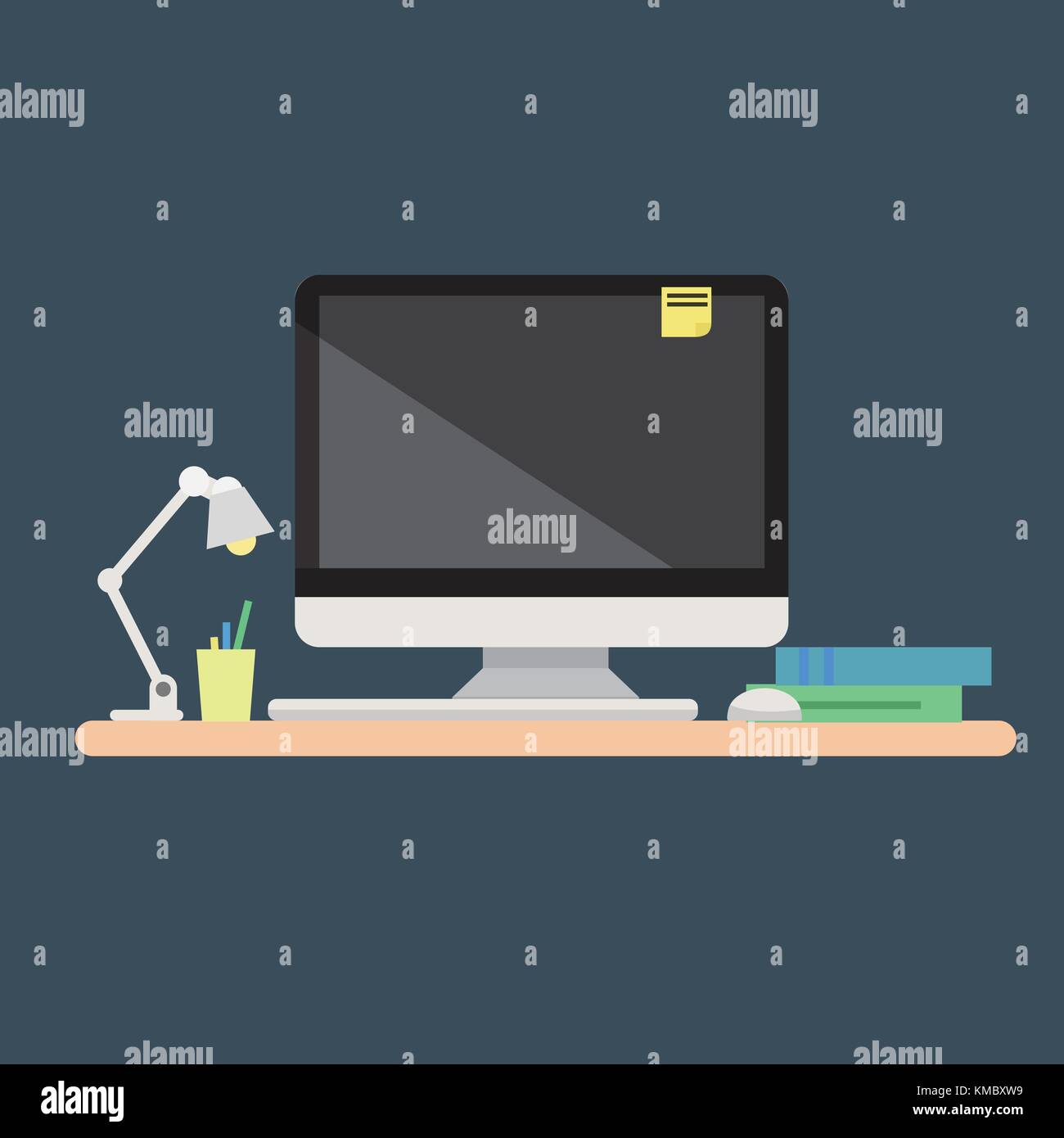 Work place table with book Stock Vector Images - Alamy