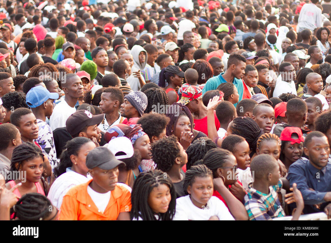 African Ethnicity crowd waiting for show in Luanda, Angola Stock Photo ...