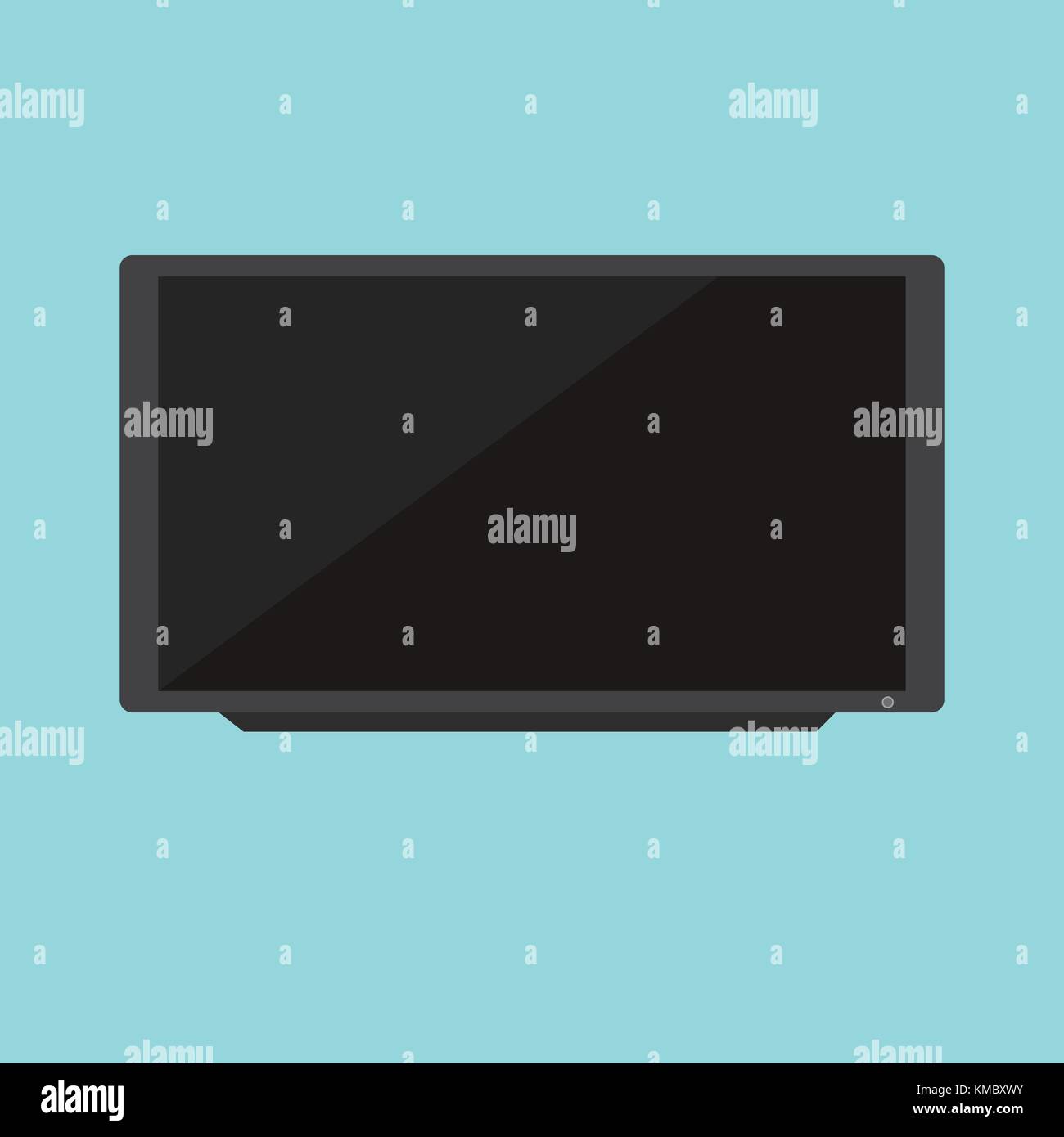 Flat Black Television vector with blue background.TV vector isolated ...