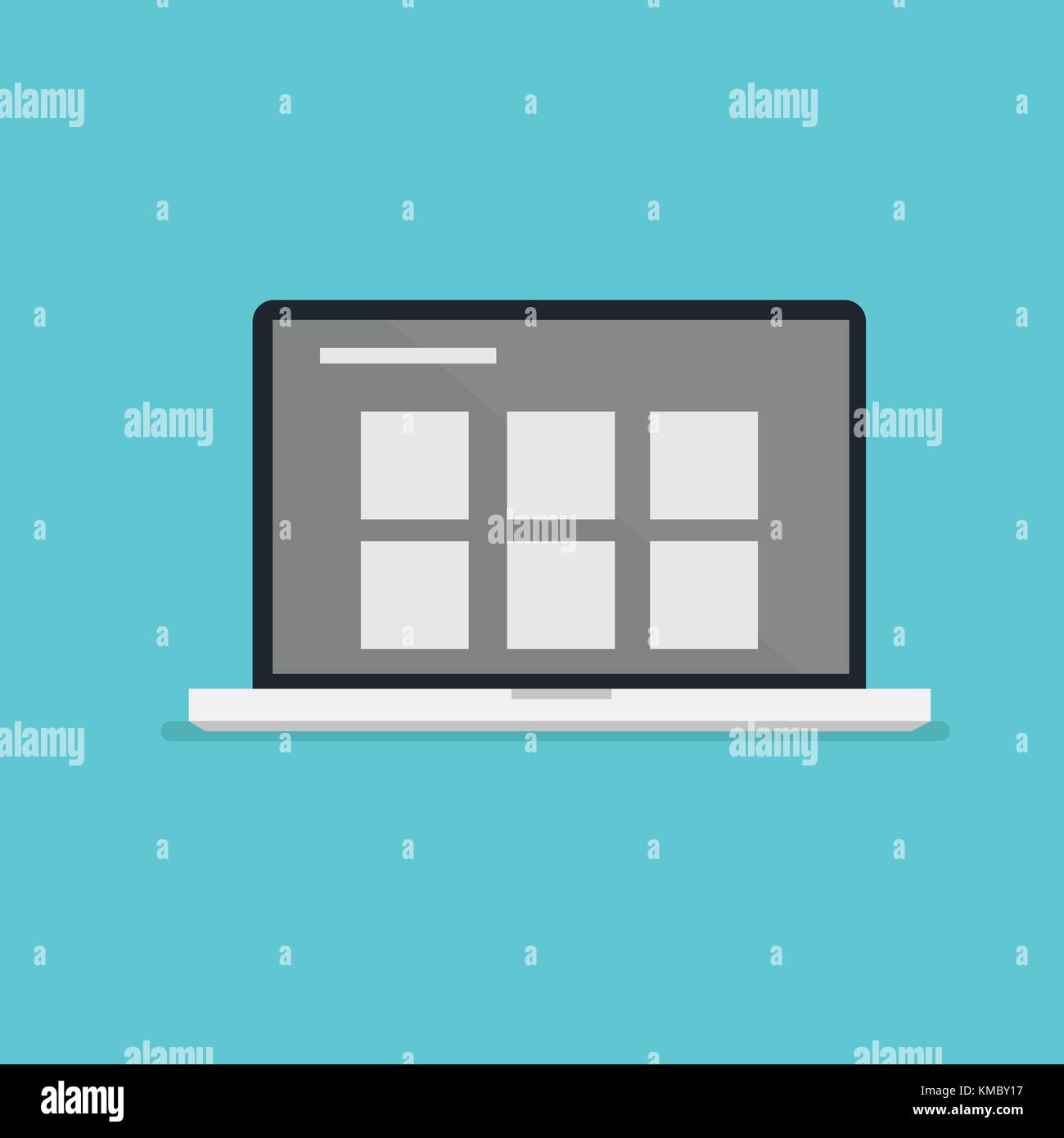 Flat laptop design with layout information on screen vector and ...