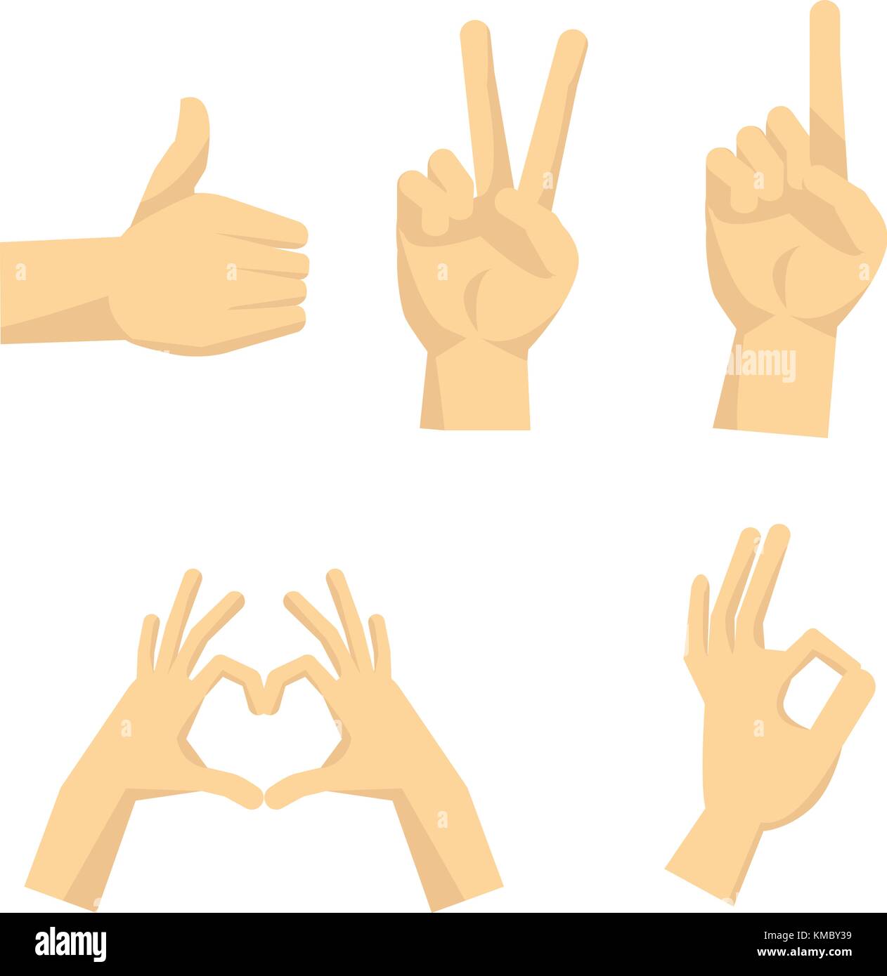 Flat hands sign set vector illustration with isolated white background ...