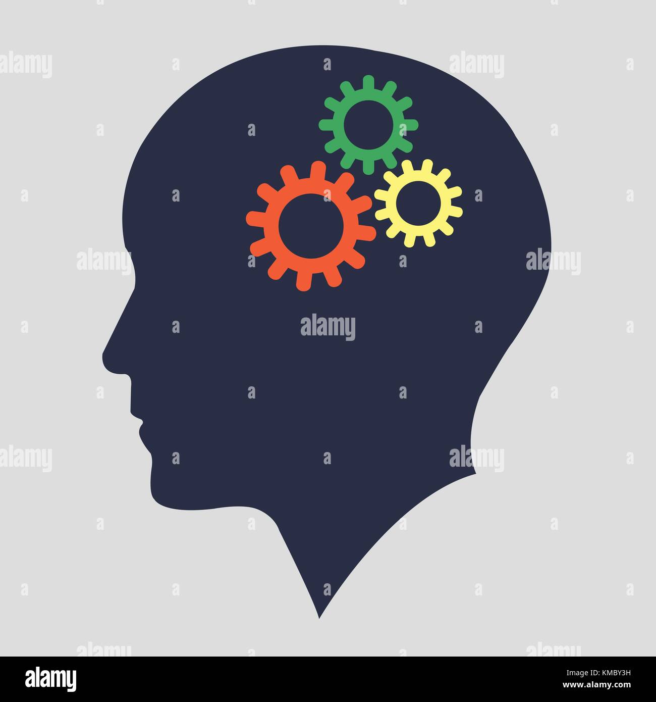 Silhouette head with gears vector.Human head working concept Stock ...