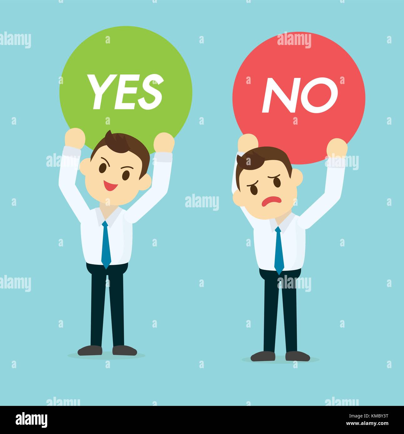 Businessman holding Yes or no sign vector illustration Stock Vector ...