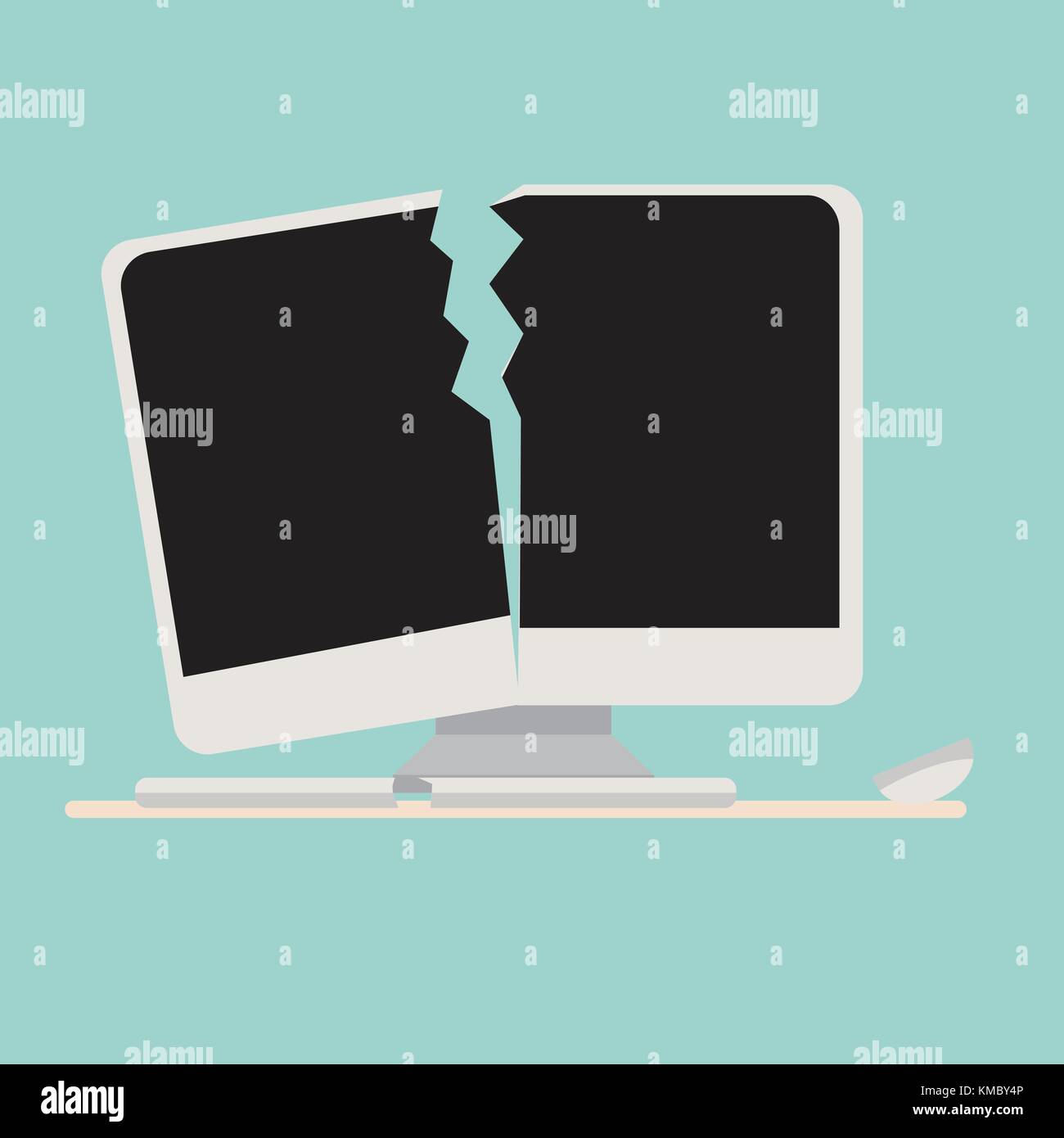 Smashed computer screen monitor Stock Vector Images - Alamy