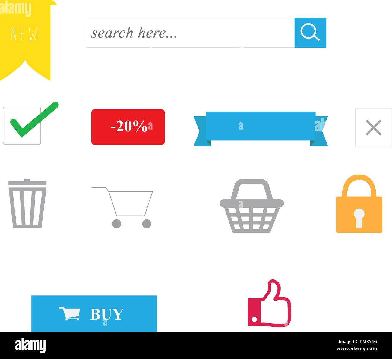 Shopping icons with isolated and website symbols design vector Stock ...