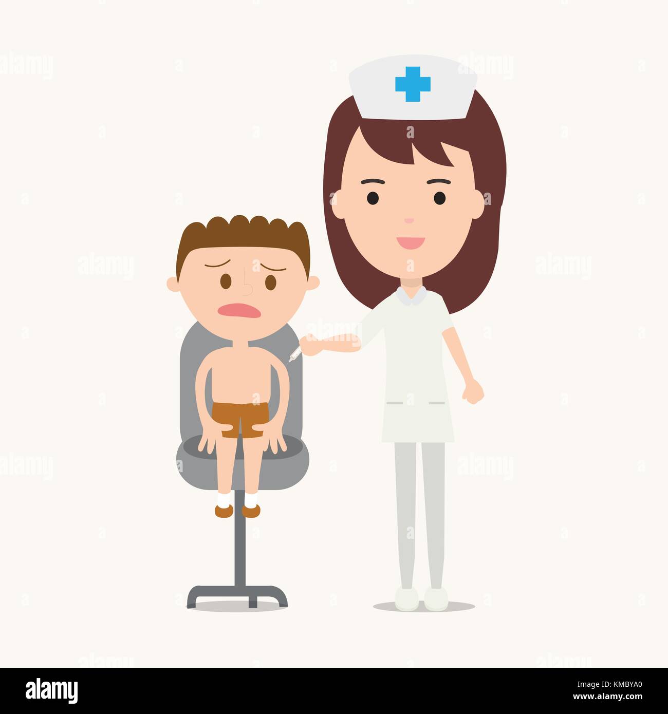 Male doctor giving injection boy Stock Vector Images - Alamy