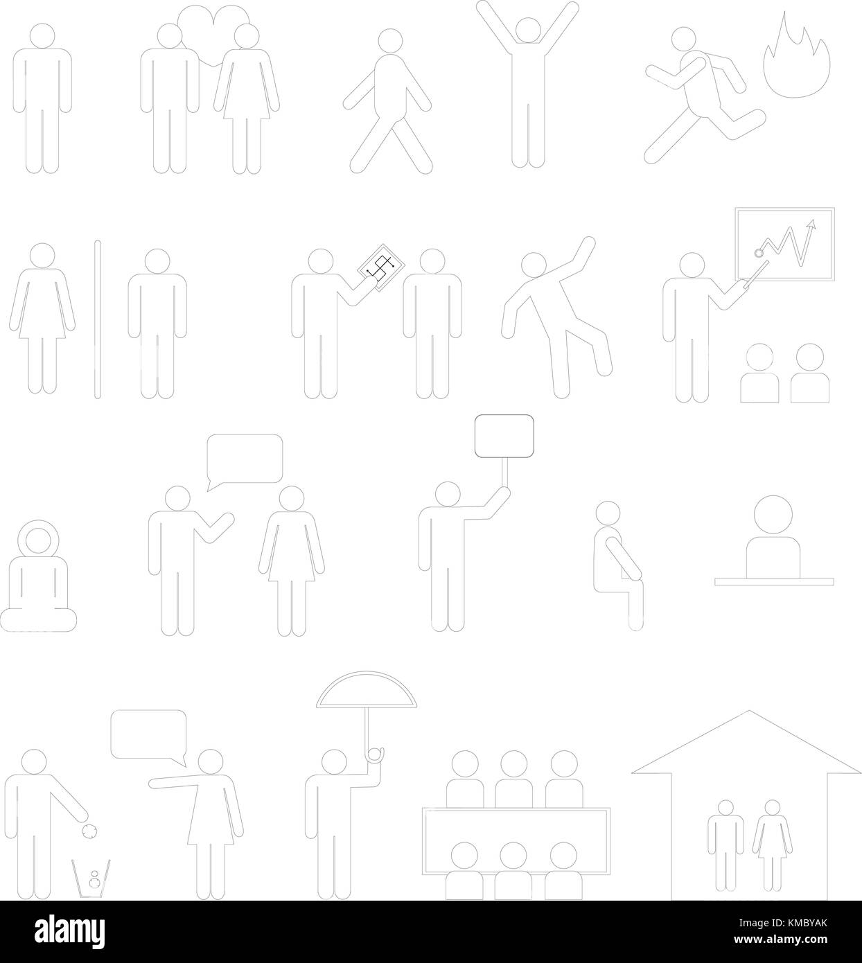 Outline sign of people life set.businessman group, work human ...