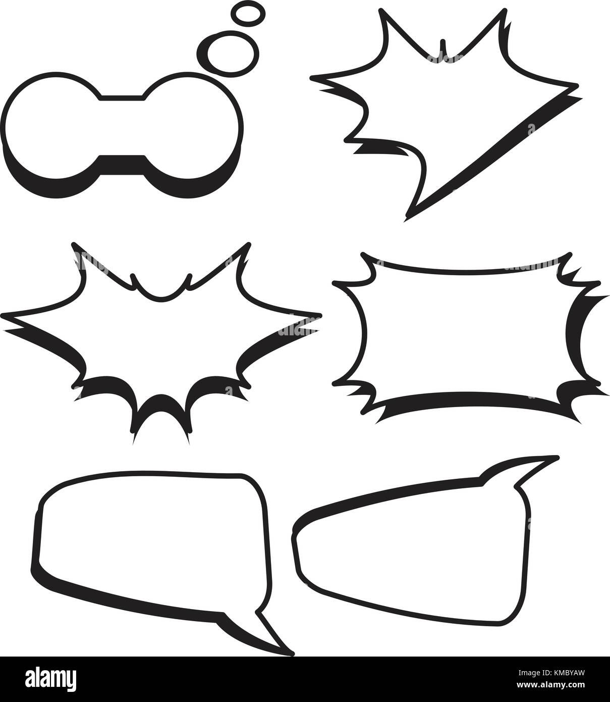 Cartoon bubbles text boxes set with blank text speech vector ...