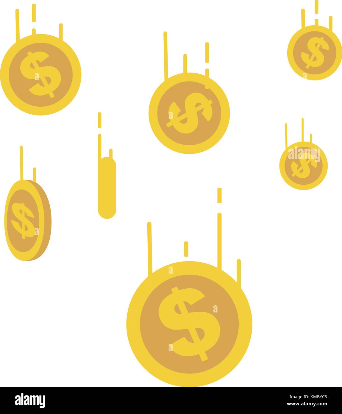 Gold coins falling down with line speed. vector illustration Stock ...