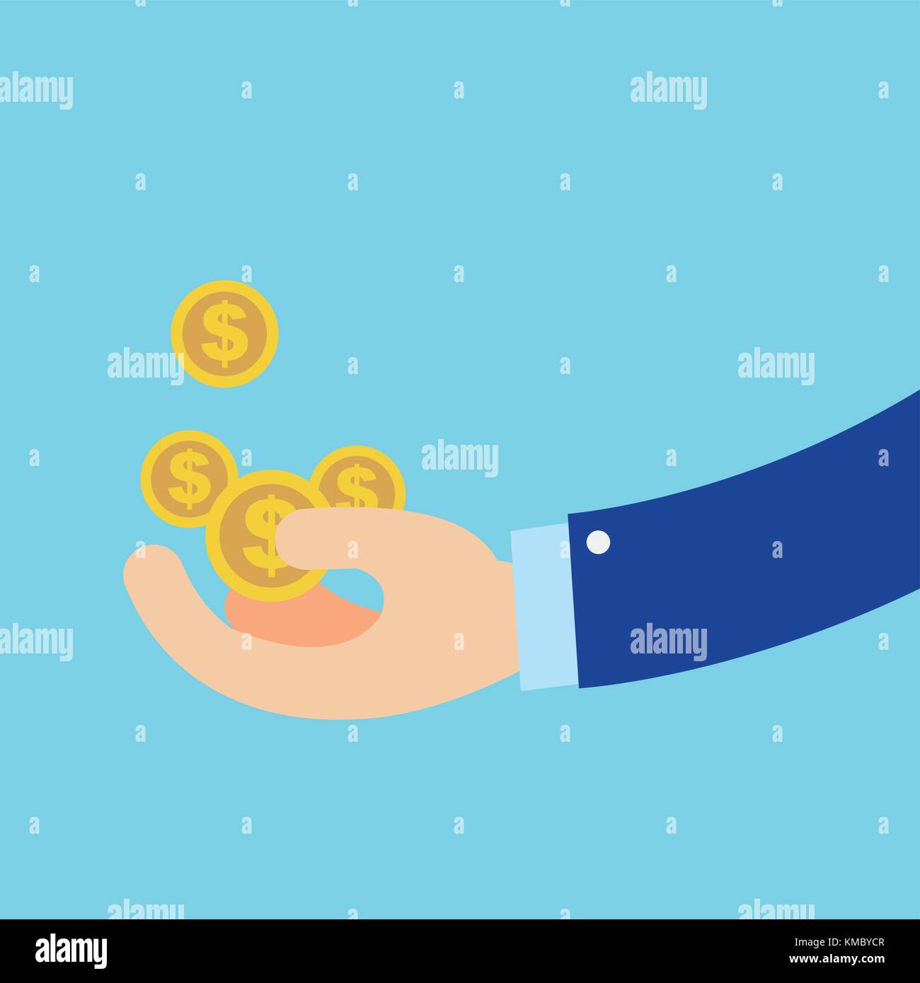 Hand reaching coins Stock Vector Images - Alamy