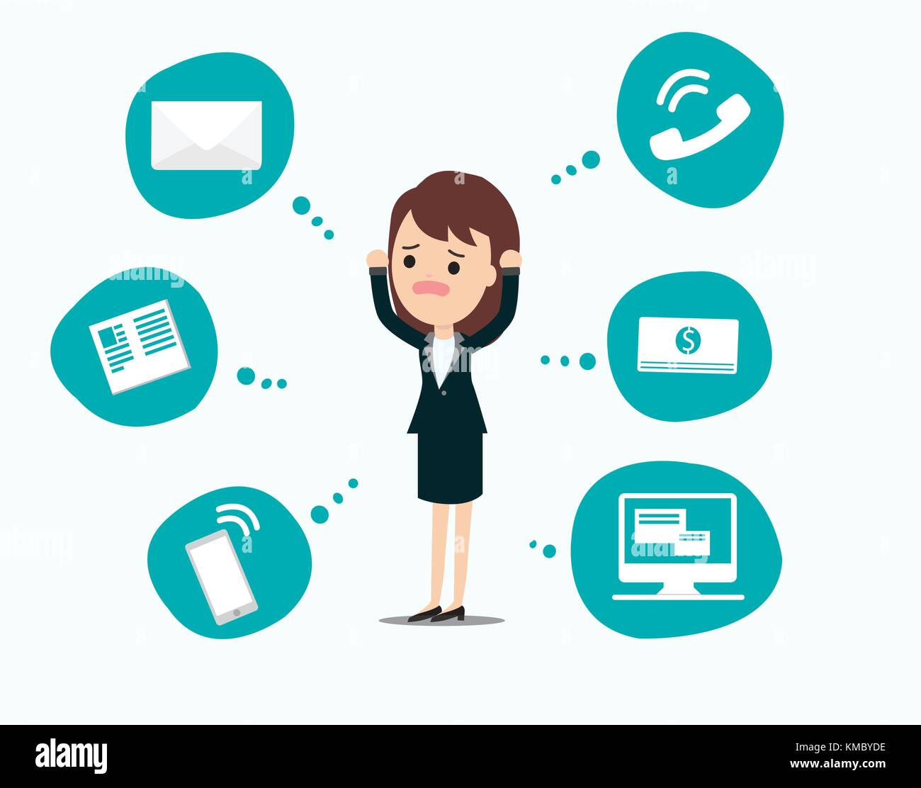 Stress work woman computer Stock Vector Images - Alamy