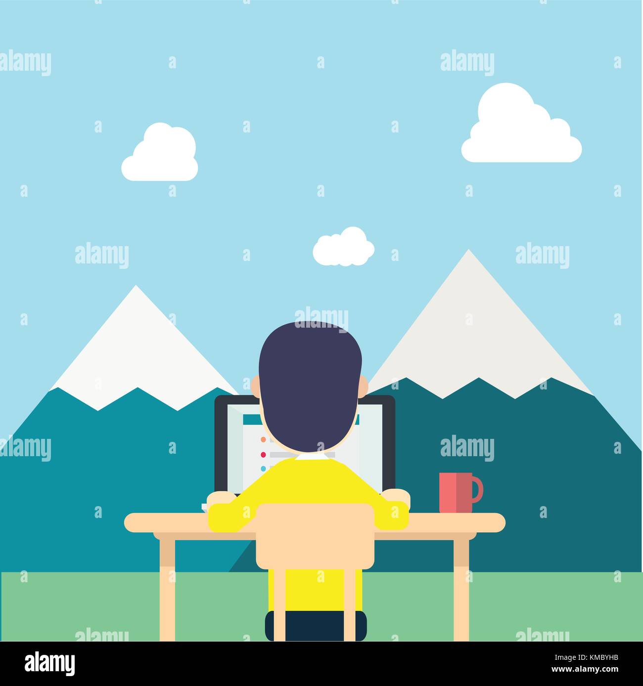 Young man in grass Stock Vector Images - Alamy