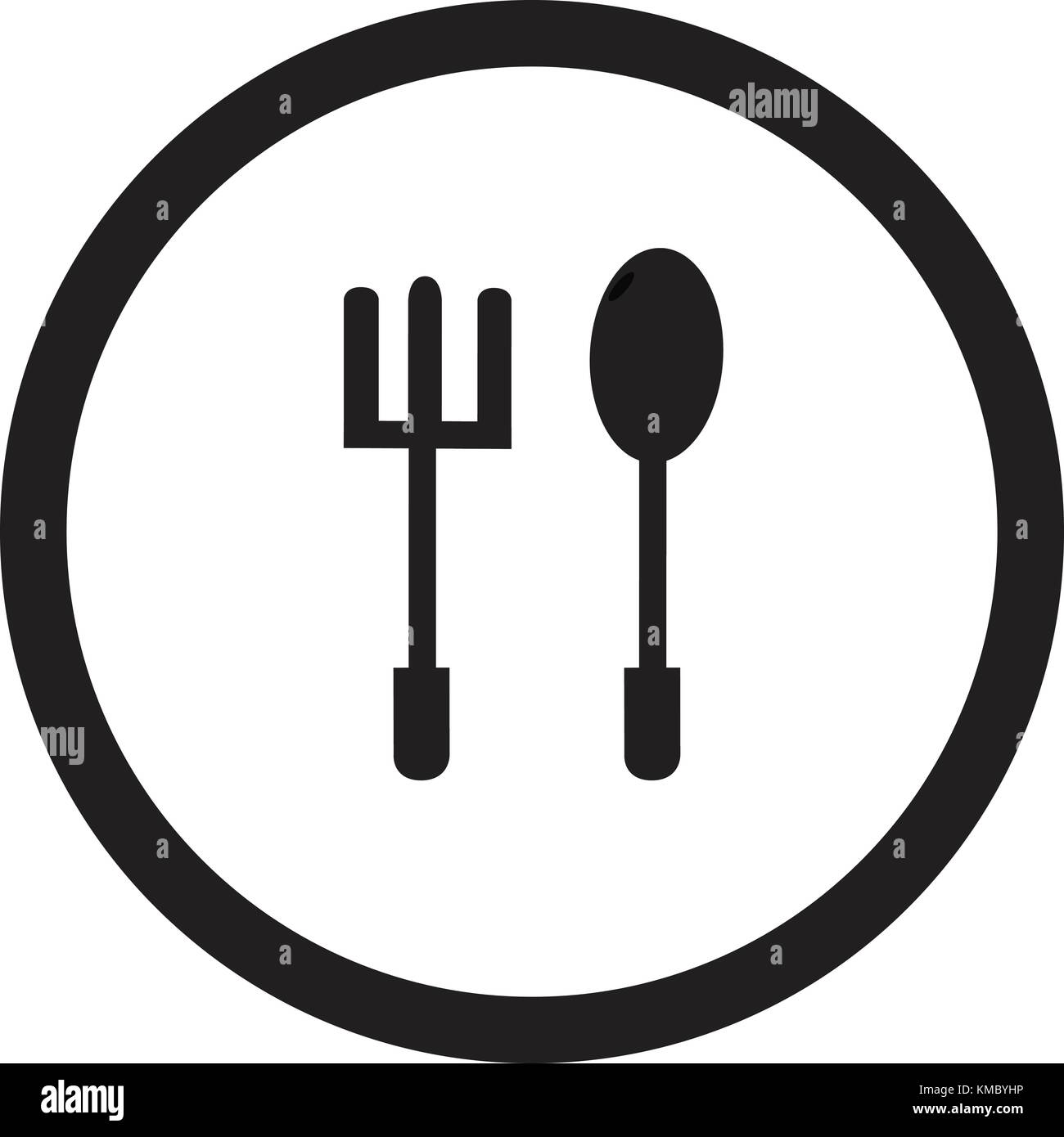 Simple silhouette Logo Spoon and fork icons on circle vector.Sign of ...