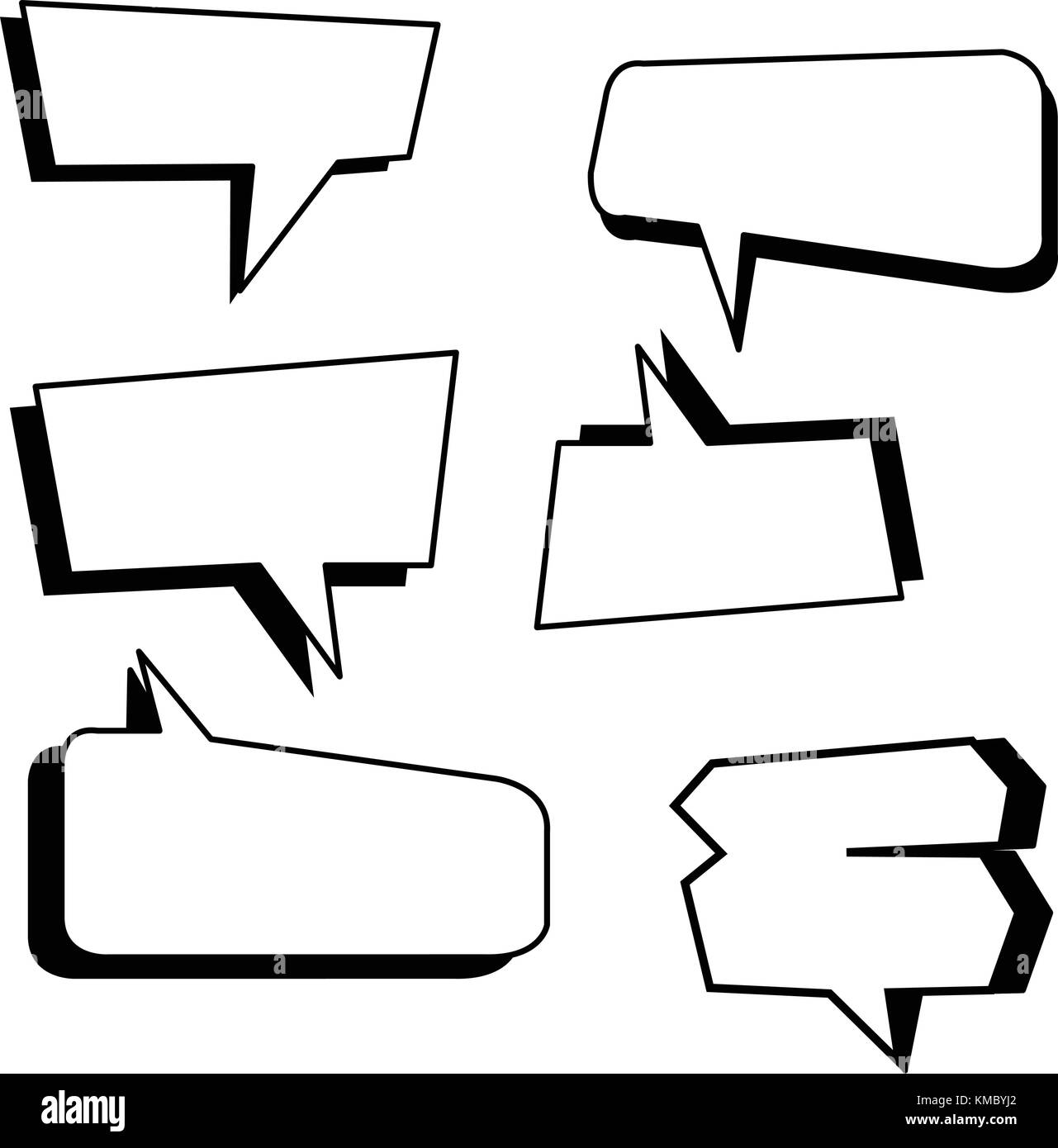 Text boxes comic set vector illustration with isolated white background ...