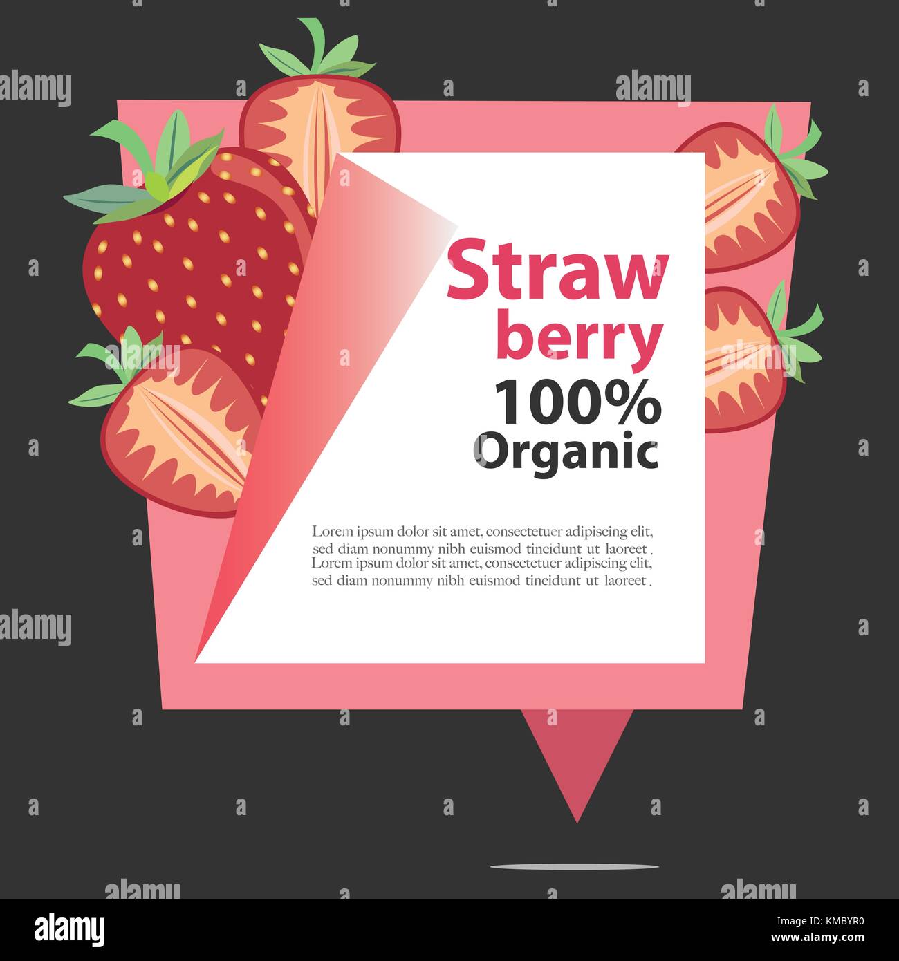 Vector Banner Strawberry 100% Organic Stock Vector Image & Art - Alamy