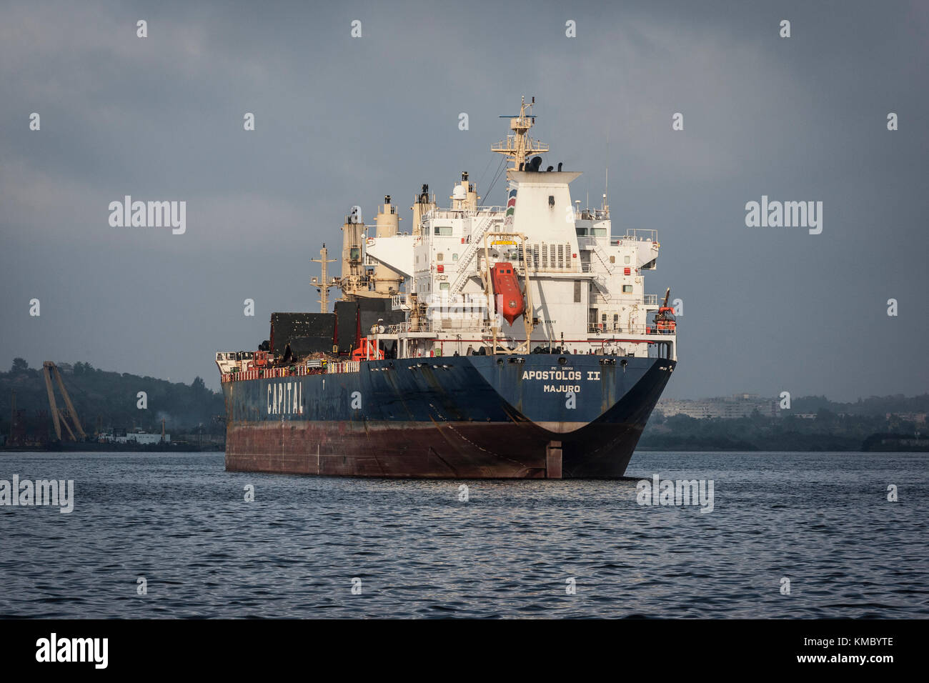Container ship leaving Havana harbour in Cuba Stock Photo - Alamy