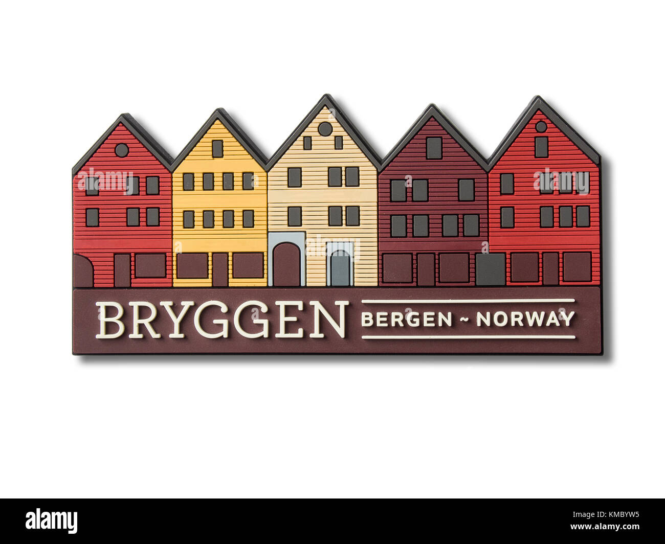 Bergen (Norway) souvenir refrigerator magnet isolated on white ...