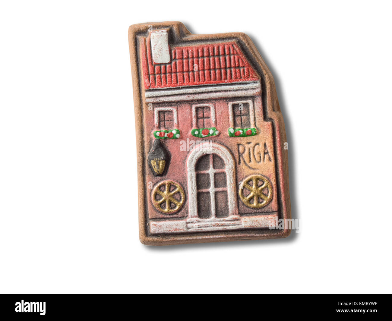 Riga (Latvia) souvenir refrigerator magnet isolated on white background ...