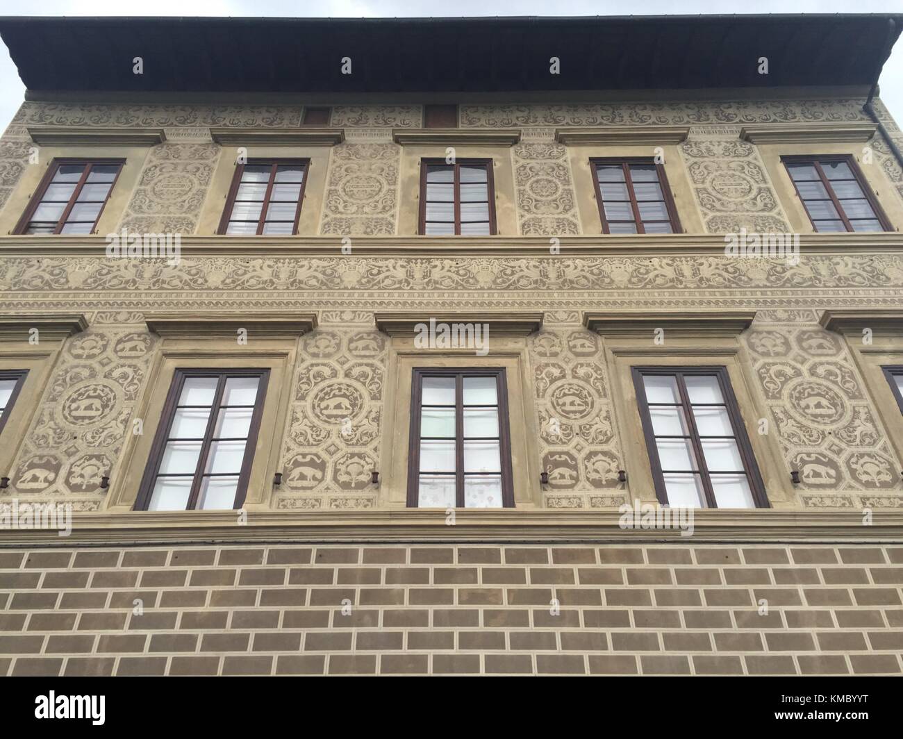 Sgraffito designs on building exteriors - Florence, Italy Stock Photo ...
