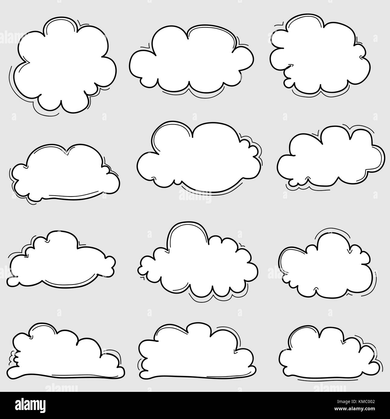 Hand Drawn Clouds Set. Vector Illustration Stock Vector Image & Art - Alamy