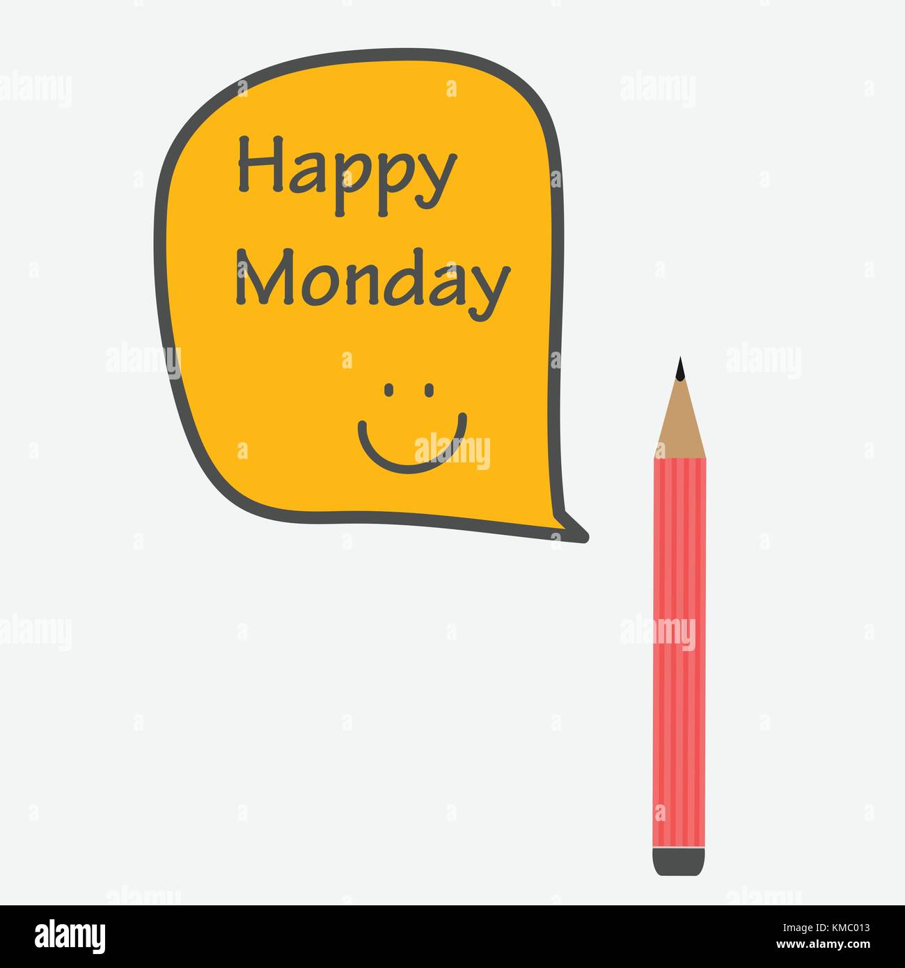 Happy Monday in bubble with pencil. Vector Illustration Stock Vector ...