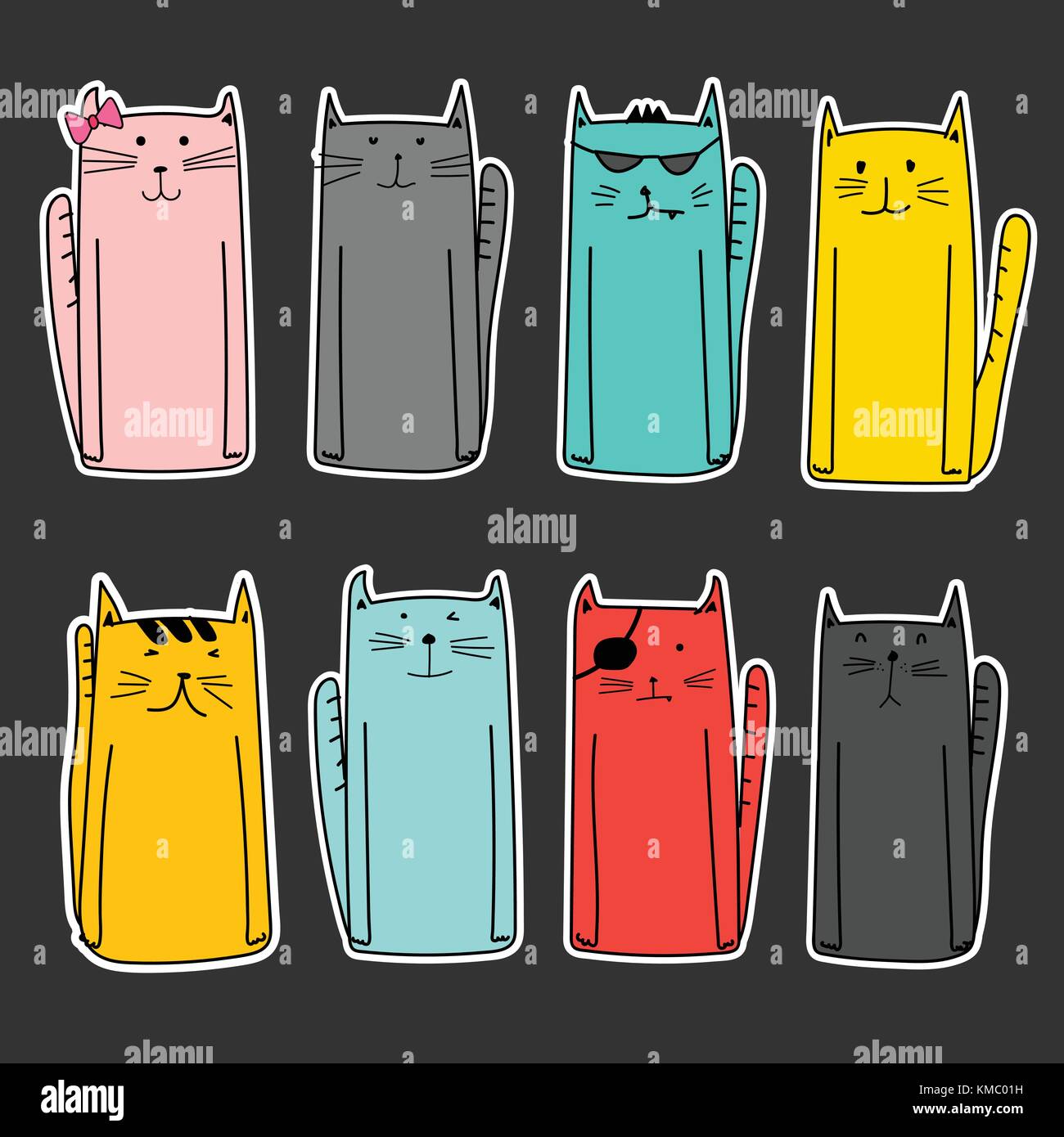 Hand Drawn Cute Cut Characters Set Stock Vector Image & Art - Alamy