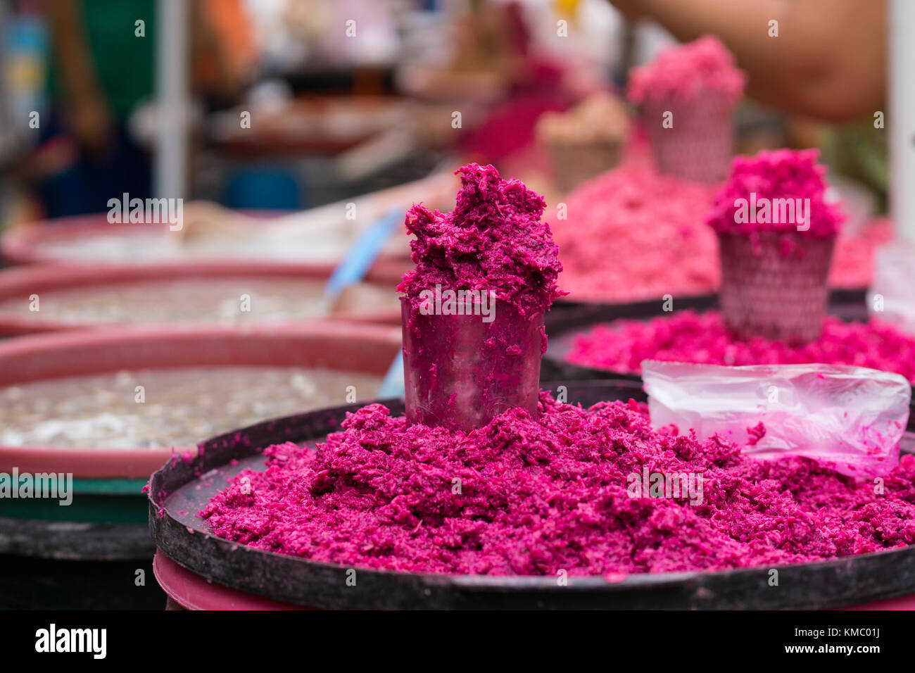 Fermented krill shrimp dyed the colour pink commonly known as Hipon in ...