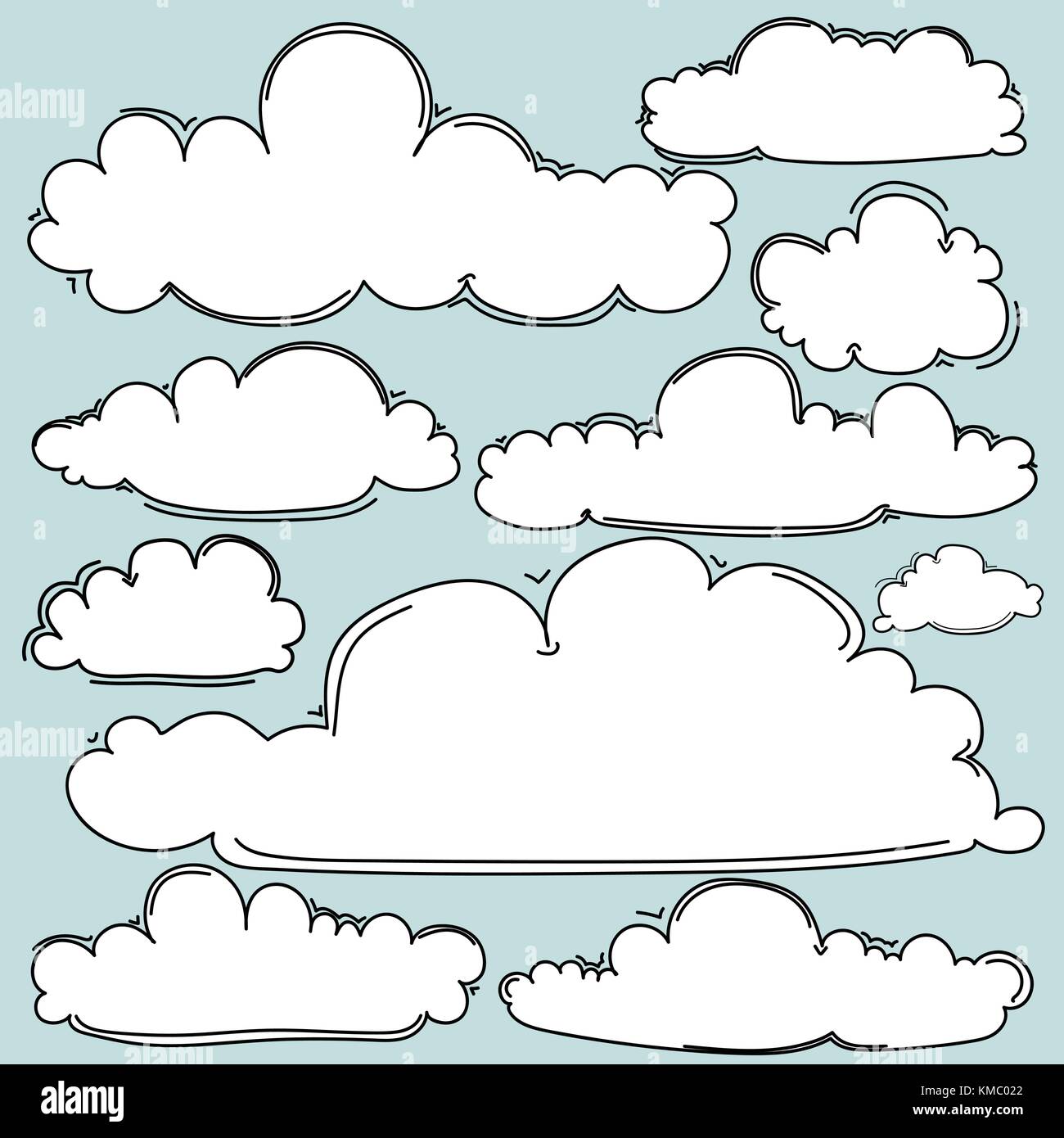 Hand Drawn Clouds Set. Vector Illustration Stock Vector Image & Art - Alamy
