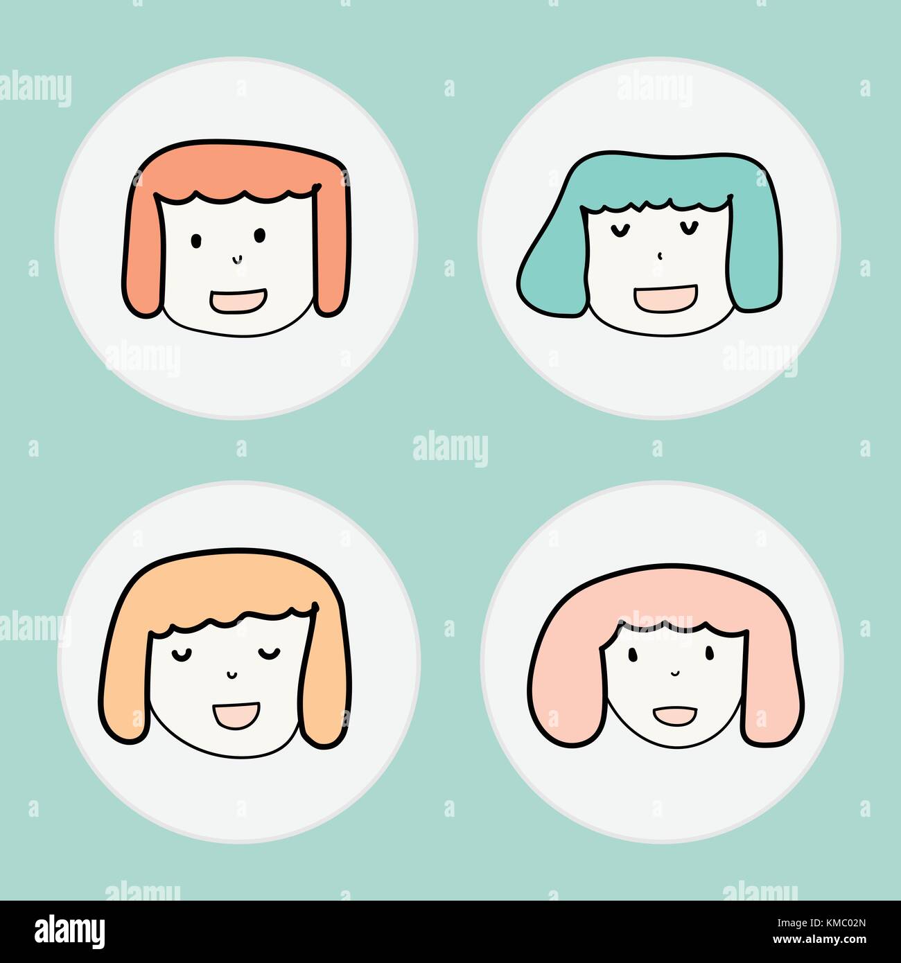 Cute Girls Vector Set Stock Vector Image & Art - Alamy