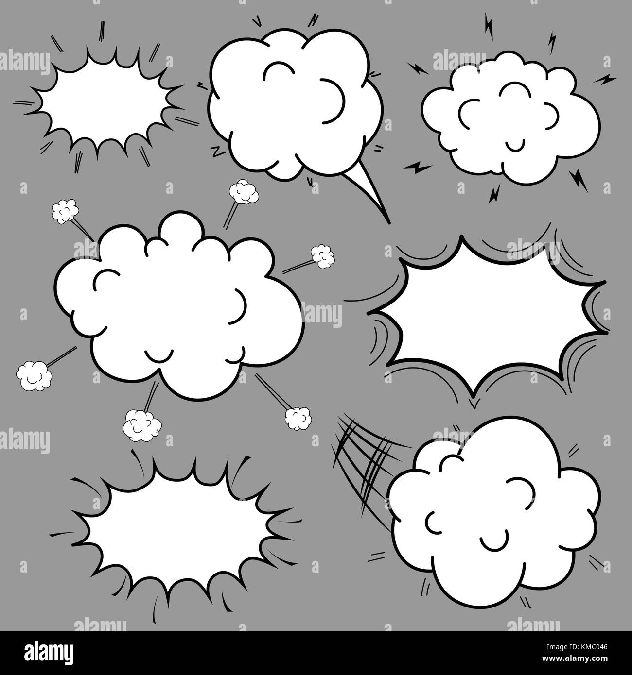 Set of Cartoon, Comic Speech Bubbles, Empty Dialog Clouds in Pop Art Style Stock Vector Image ...