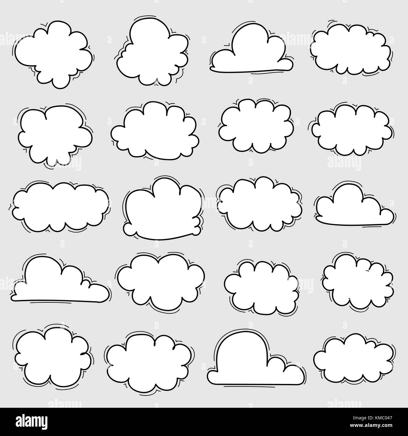 Hand Drawn Clouds Set. Vector Illustration Stock Vector Image & Art - Alamy