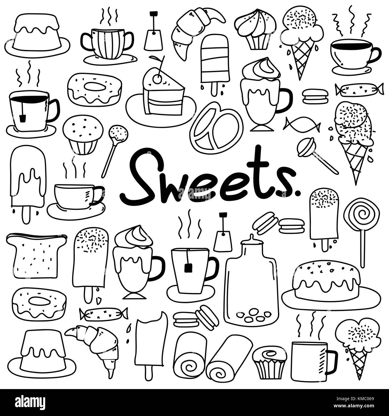 Hand Drawn Doodle Vector Sweets Set Stock Vector Image & Art - Alamy