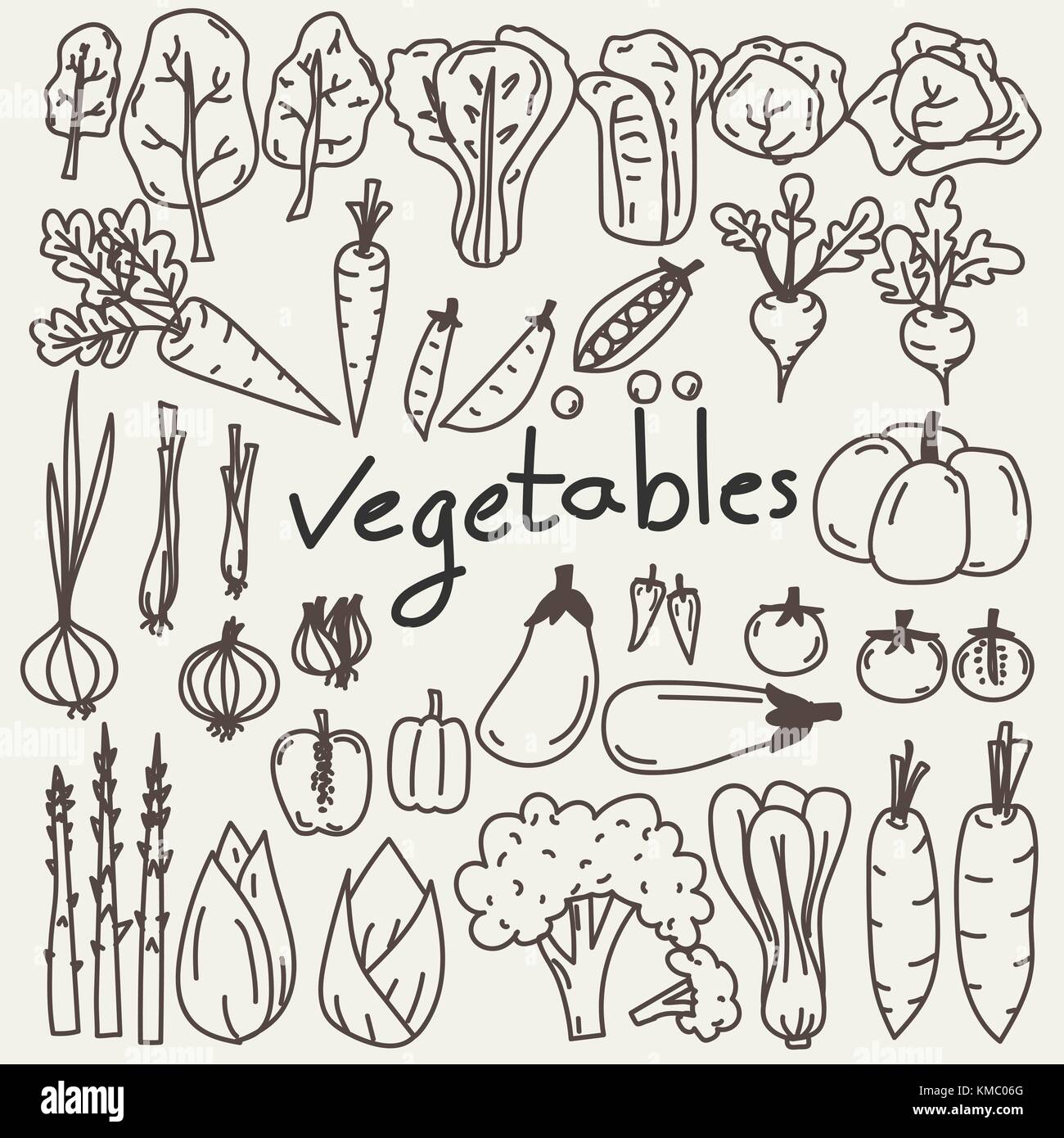 Set Of Hand Drawn Vegetables Doodles Stock Vector Image & Art - Alamy