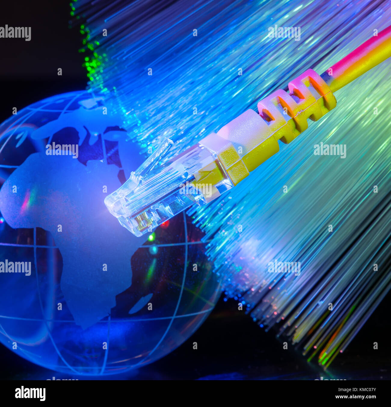 world map technology style against fiber optic background Stock Photo ...