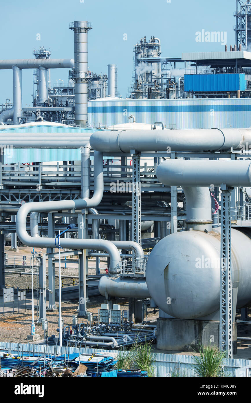 gas processing factory. landscape with gas and oil industry Stock Photo ...