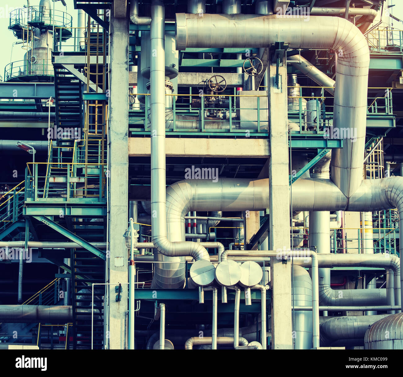 gas processing factory. landscape with gas and oil industry Stock Photo ...