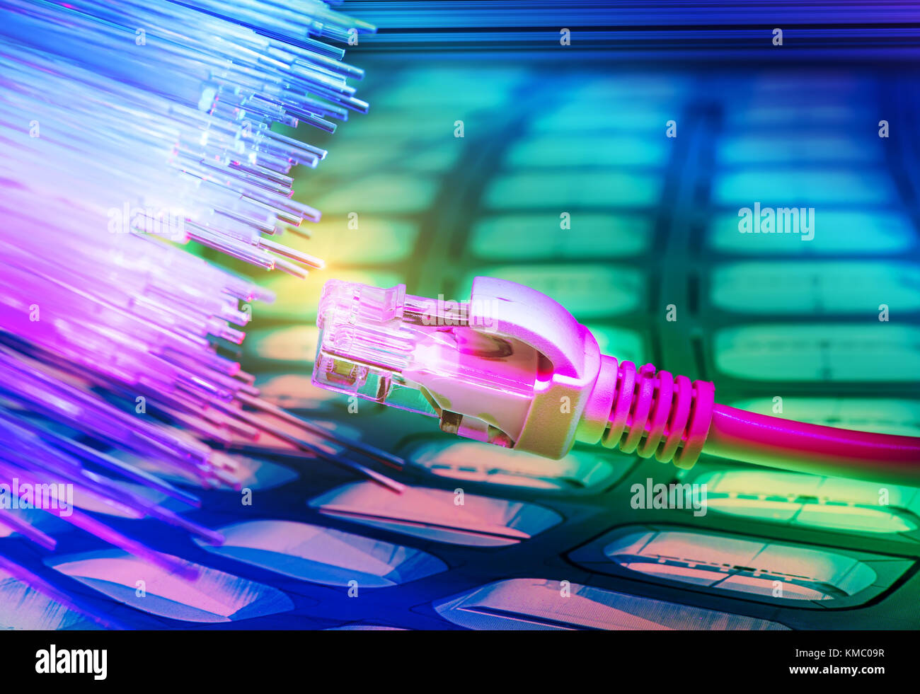 network cables closeup with fiber optical background Stock Photo - Alamy