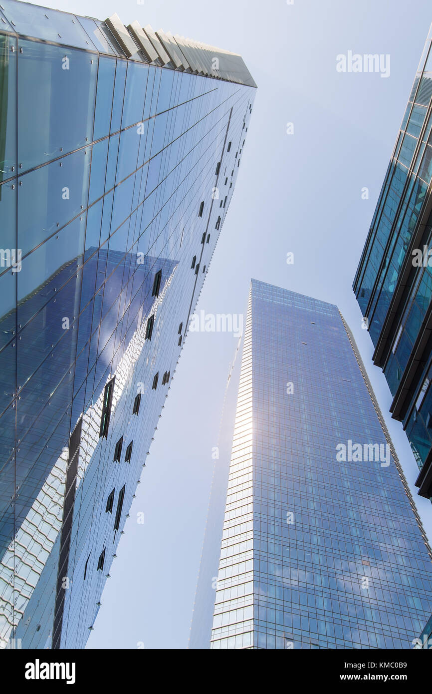 steel blue glass high rise building skyscrapers, business concept of ...