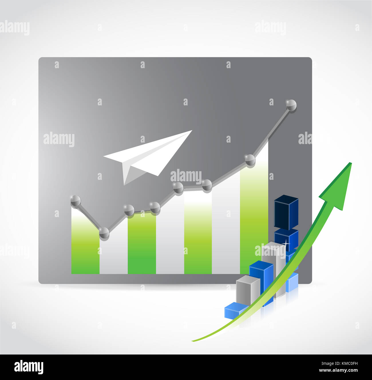 flying profits plane business graph illustration design over white ...
