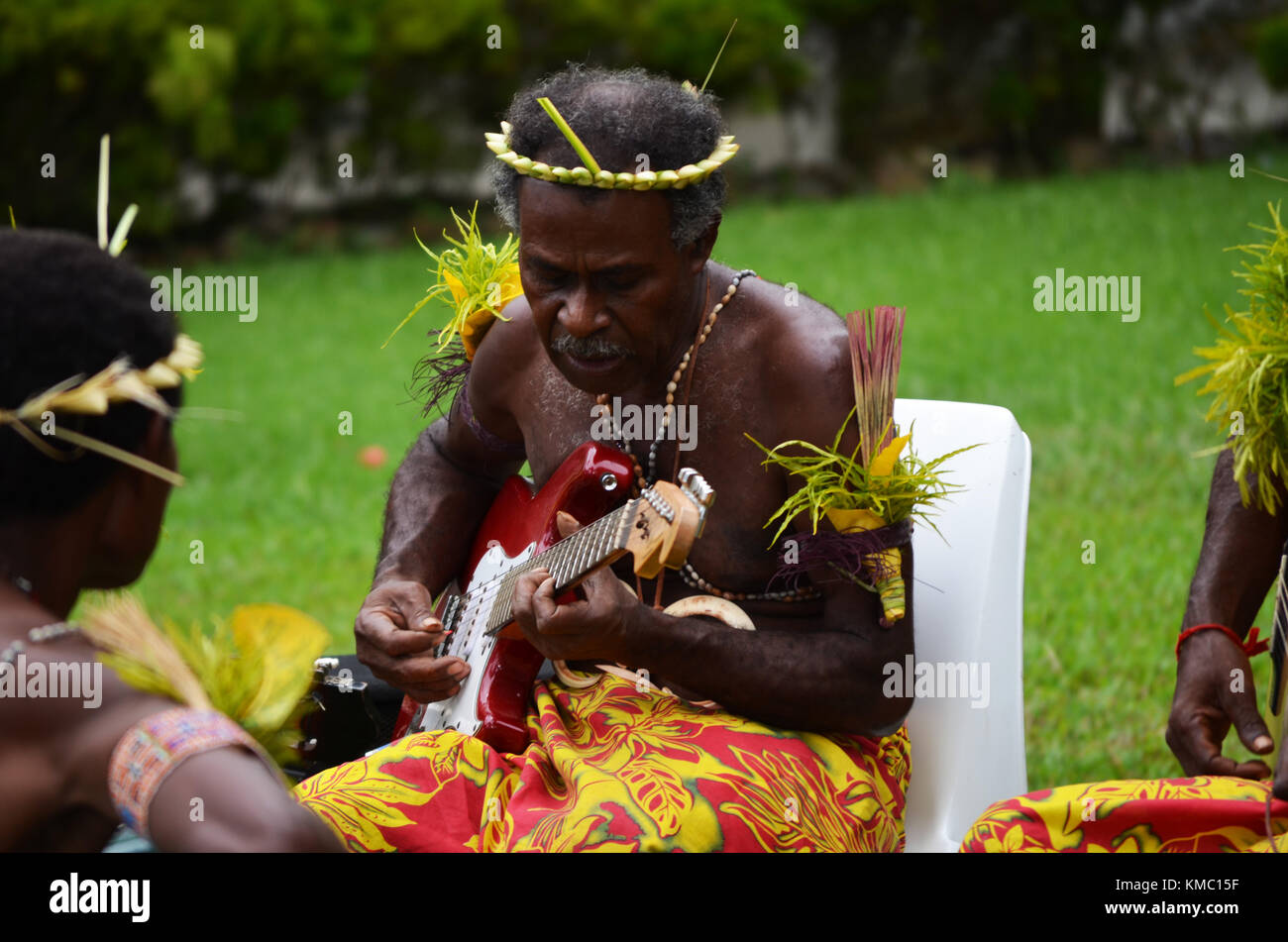 Islanders singing and playing musical instruments taken at Papua New ...