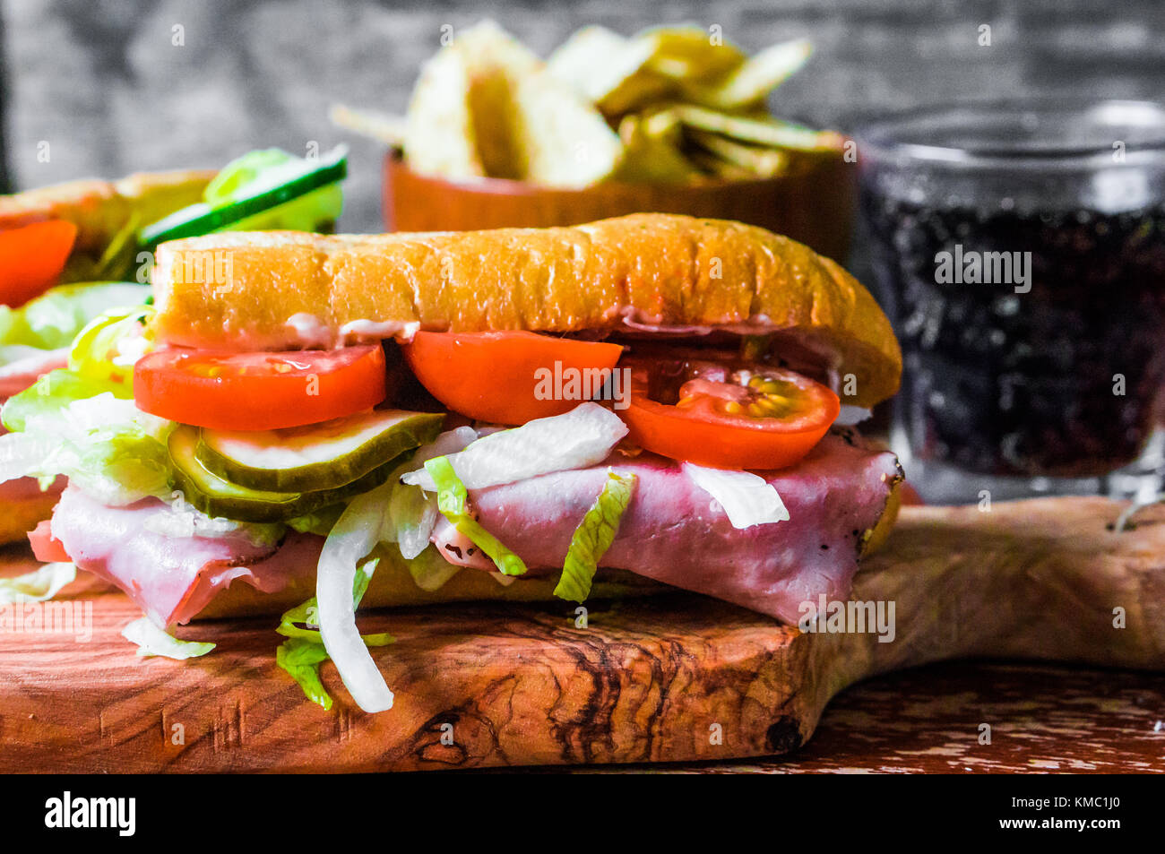 Italian Hoagie With Ham And Vegetables Stock Photo - Alamy