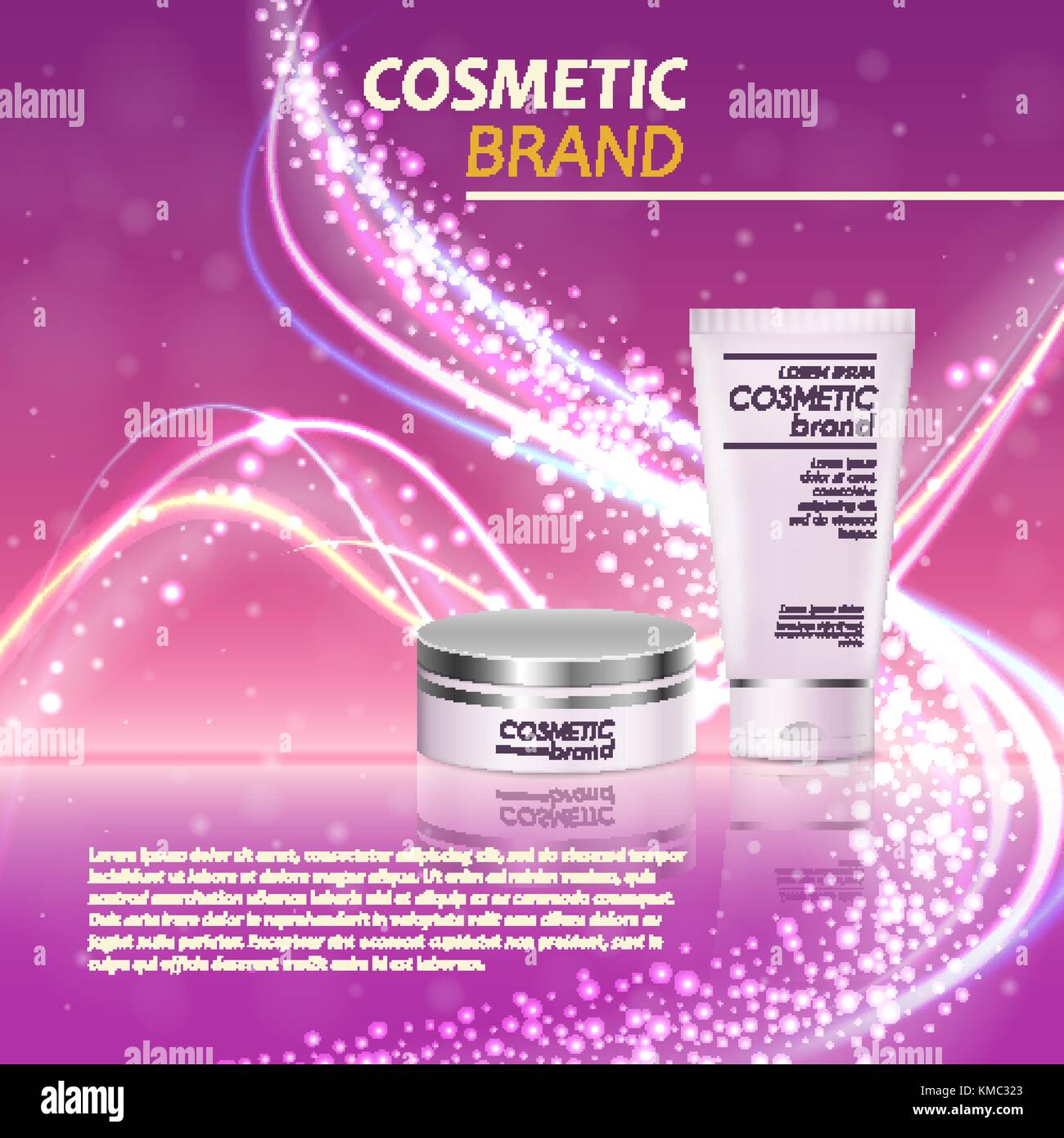 3D realistic cosmetic bottle ads template. Cosmetic brand advertising ...