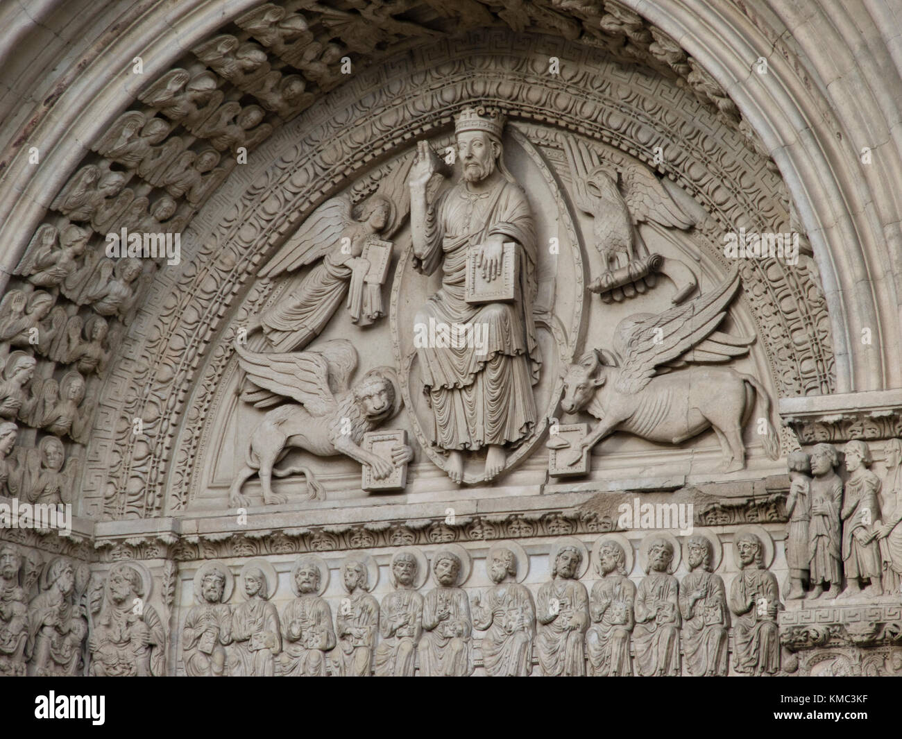 West facade of the Saint Trophime Cathedral in Arles, France. Bouches ...