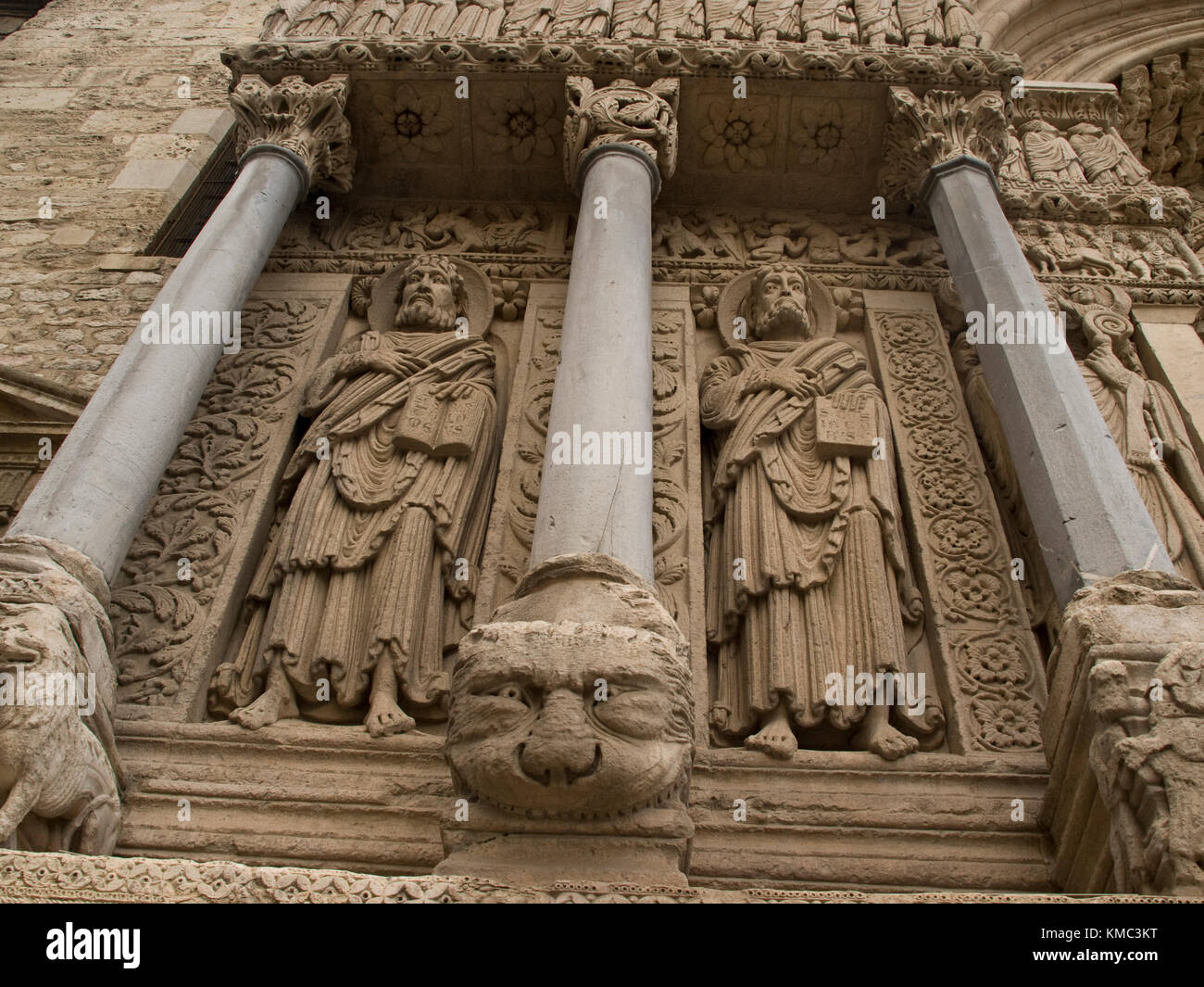 West facade of the Saint Trophime Cathedral in Arles, France. Bouches ...