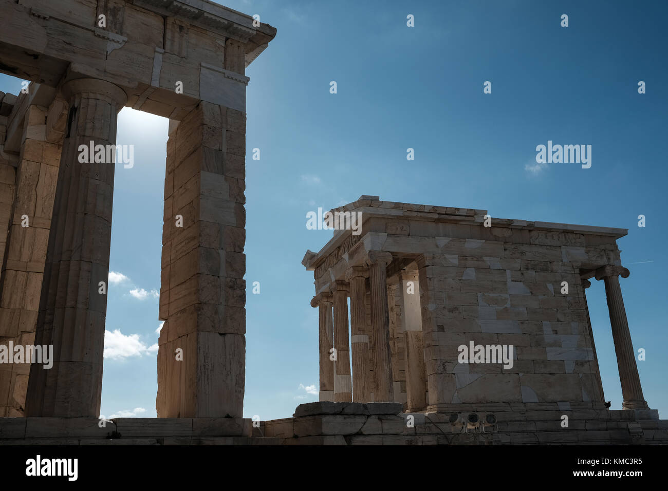 Marble columns of the Propylaea, which served as the entrance to the ...