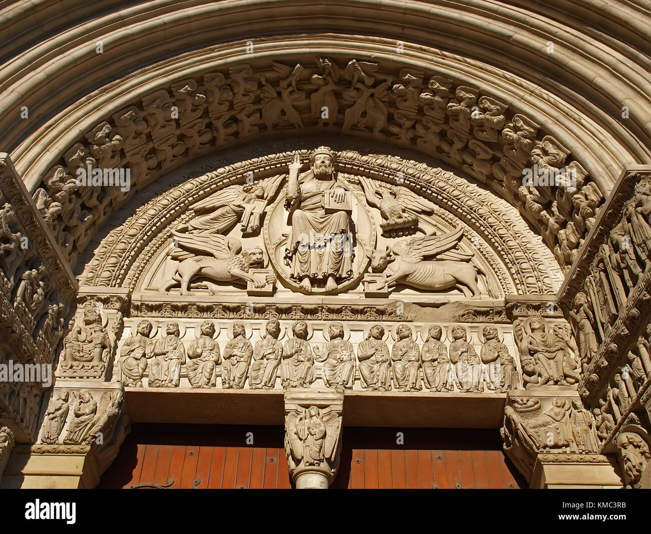 West facade of the Saint Trophime Cathedral in Arles, France. Bouches ...